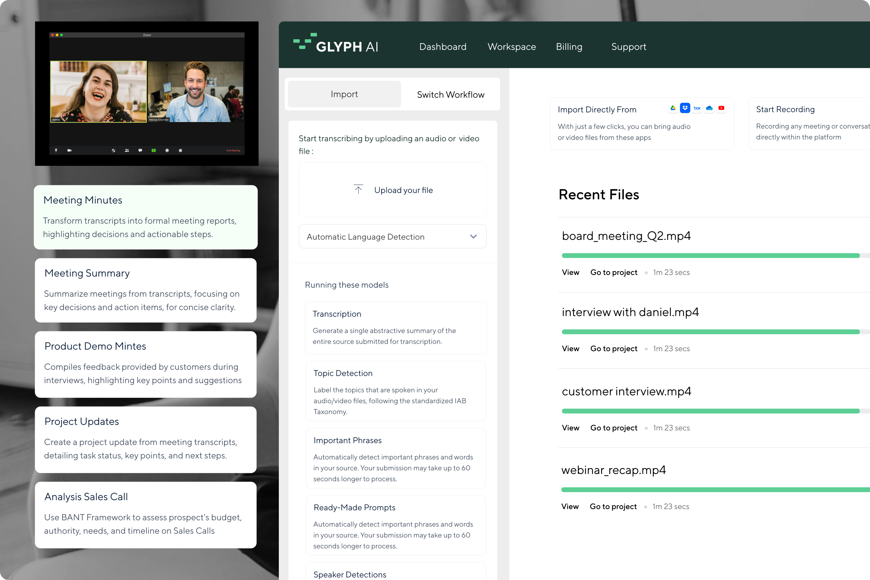 Glyph | AI Transcription Platform For Everyone - Transcribe Audio and Video Instantly
